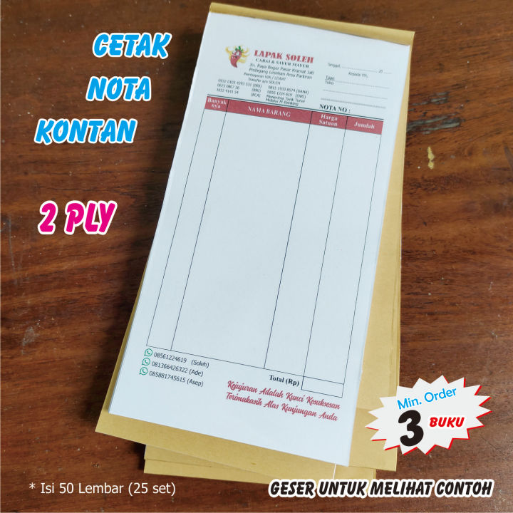 CETAK NOTA 1/3 2 RANGKAP CUSTOM NAMA TOKO SENDIRI UKURAN PANJANG / NOTA ...