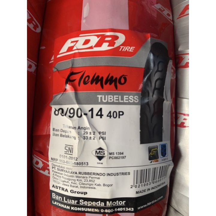 FDR Tubeless Ban Motor Flemmo 80 90 14 Tanpa Ban Dalam Matic Depan ...