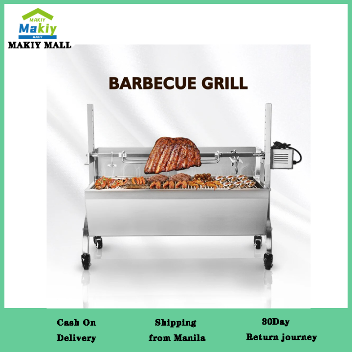 Charcoal BBQ grill Rotating Stainless Steel Electric/Manual Coal ...