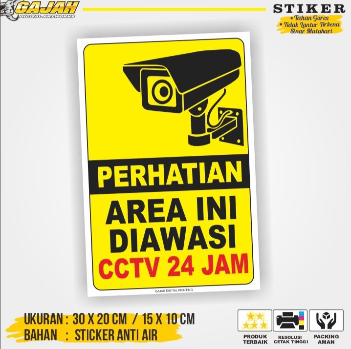 stiker label cctv / stiker cctv 24 jam | Lazada Indonesia