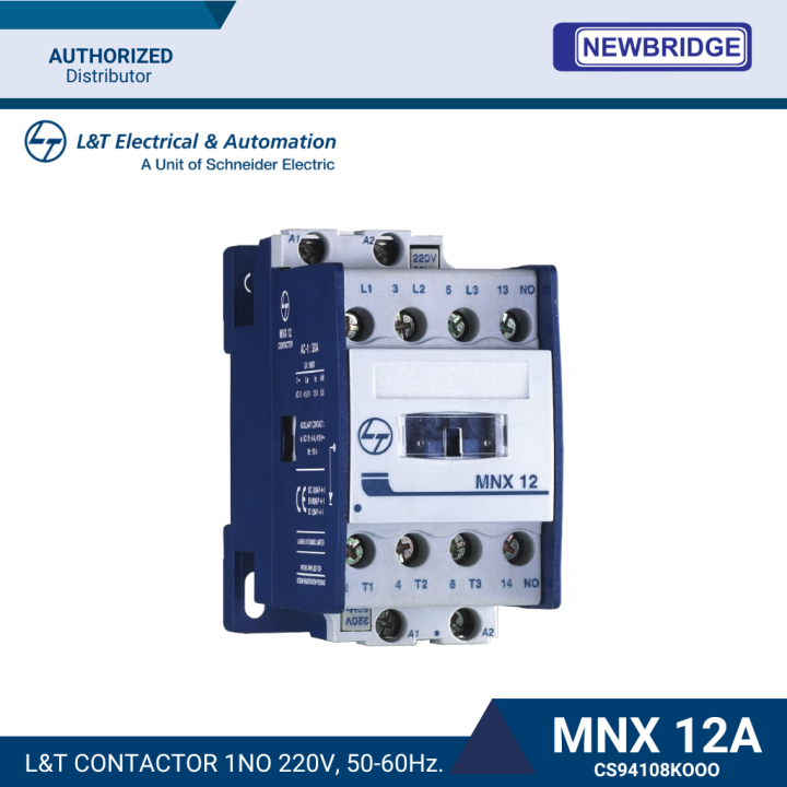 L&T MNX 12A CONTACTOR 1NO 220V, 50-60Hz. -NEWBRIDGE CS94108KOOO | Lazada PH