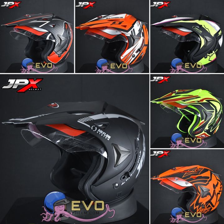 HELM JPX SUPERMOTO SOLID BLACK DOFF ORIGINAL HELM JPX HALFFACE JPX ...
