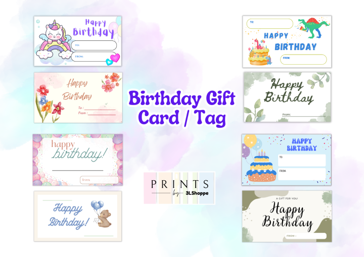 8pcs Cute Birthday Gift Tag | Birthday Card | Handmade Gift Wrapping ...