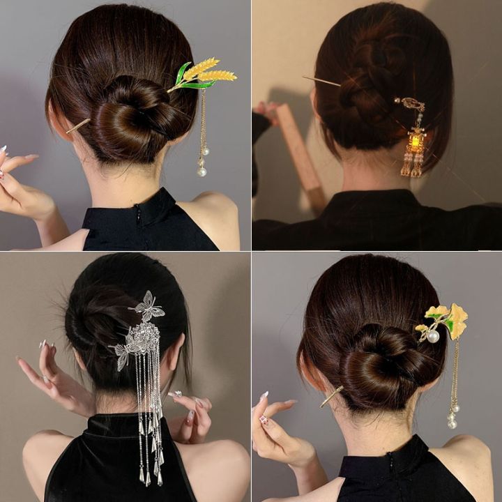 Phong Cách Cổ điển Tóc Kim Loại Hoa Kim Loại Chèn Hoa Màu Hoa Ngọc Trai ...