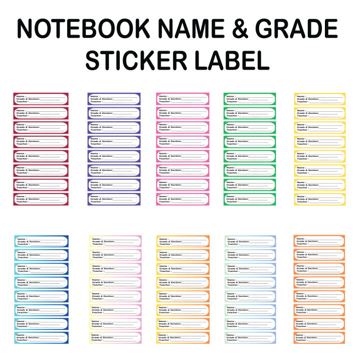 1TOUCH SCHOOL NOTEBOOK NAME & GRADE LABEL STICKERS | Lazada PH
