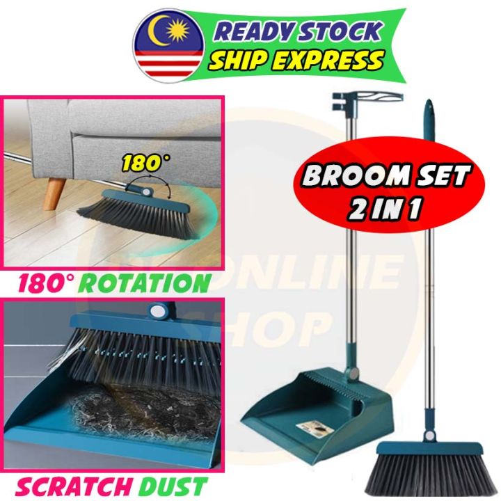 UBH Foldable Broom and dustpan set penyapu lipat 2 in 1 with teeth Penyapu dan penyodok Penyapu ...