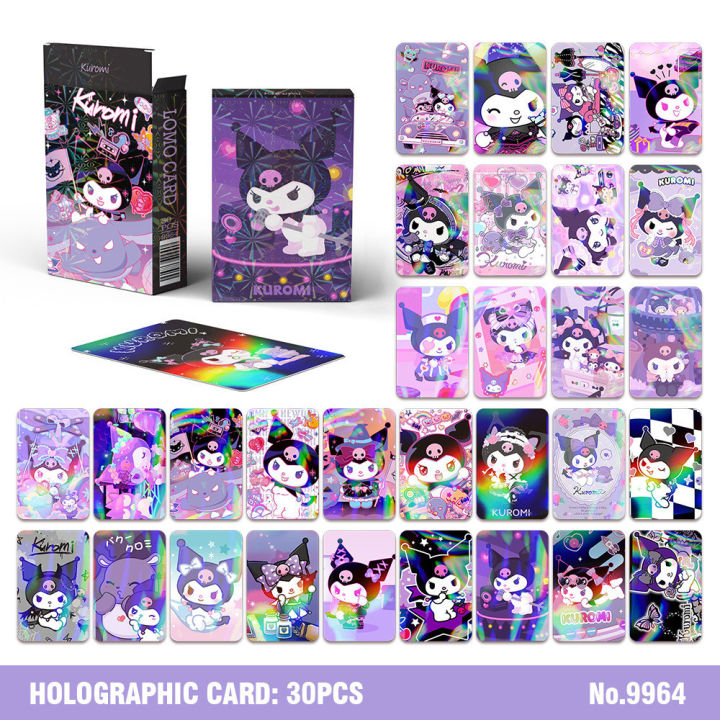 Sanrio Kuromi Holographic Photocard Laser Flash Lomo Card 30pcsbox ...