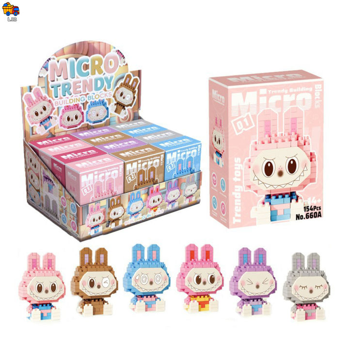LIB 1 Set Labubu Mini Blocks Series Model Toy Cute Cartoon Characters ...