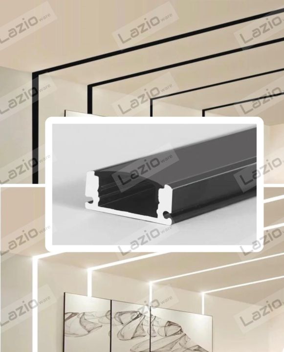 (1m/1.5m) Black coated aluminium (with black acrylic cover) LED strip U ...