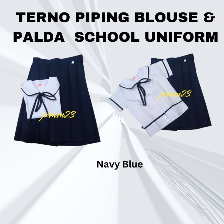 TERNO PALDA & BLOUSE WITH PIPING SCHOOL UNIFORM(BACK FLEATS) | Lazada PH