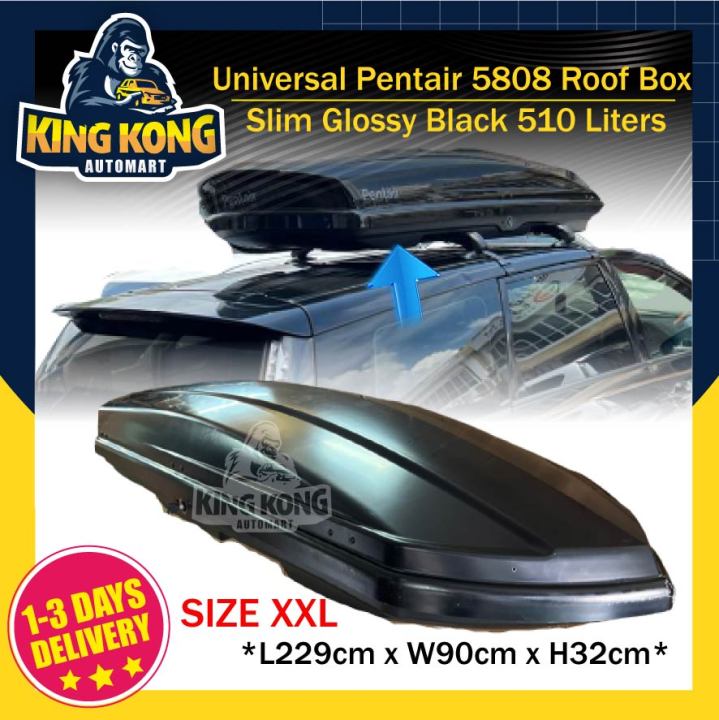 Pentair Roofbox PT5808 Slim Glossy Black Roof box With Roof Rack XXL ...