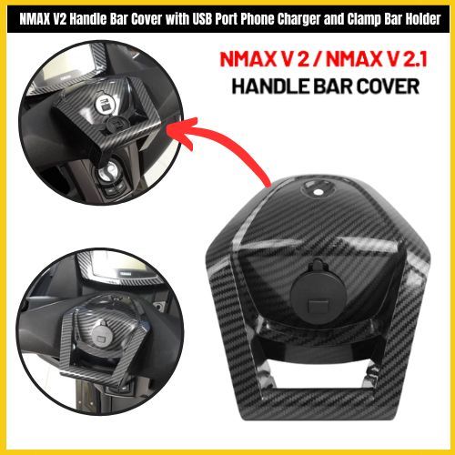 NMAX V2 Handle Bar Cover with USB Port Phone Charger and Clamp Bar ...