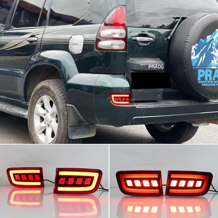 ไฟท้าย LED ไฟกันชนเบรกสะท้อนแสงสำหรับ Toyota Land Cruiser Prado LC120 ...