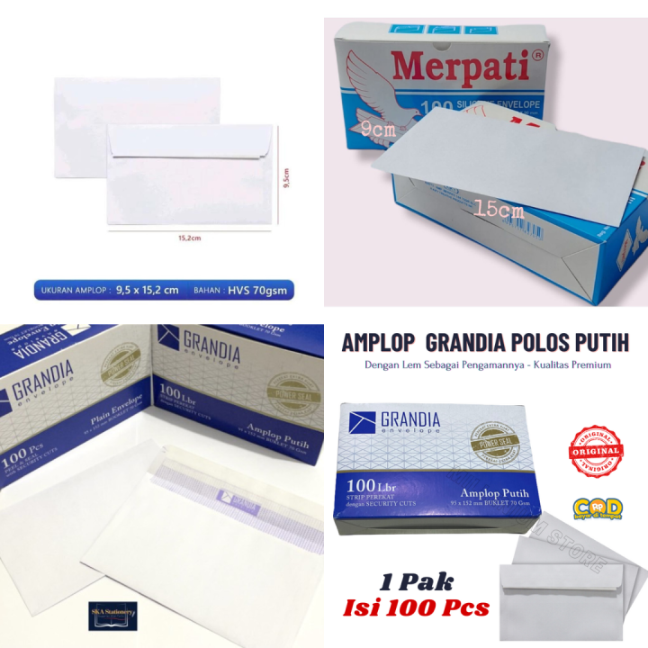 Amplop Putih Grandia 104 Polos Kecil Lem 1 kotak 100 pcs | Lazada Indonesia
