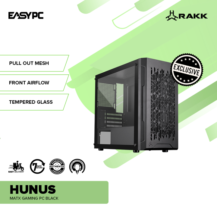 EasyPC | RAKK HUNUS MATX Gaming PC Black For Desktop Casing For Desktop ...