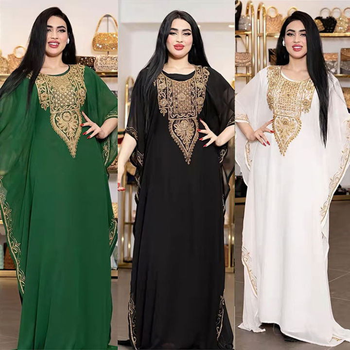 Women Abaya Muslim Eid Robes Dubai Caftan Marocain Ramadan Embroidered ...