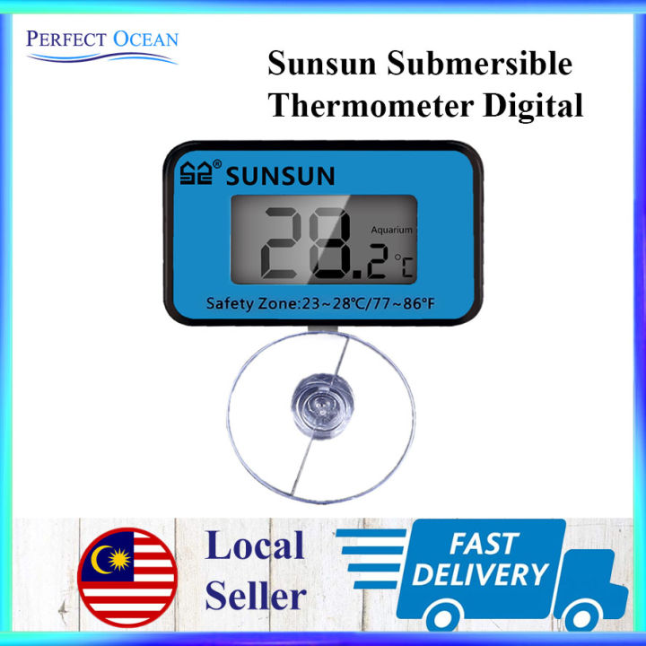 Sunsun 3 in 1 Aquarium Thermometer Digital Submersible Suhu Aquarium 🌊 ...