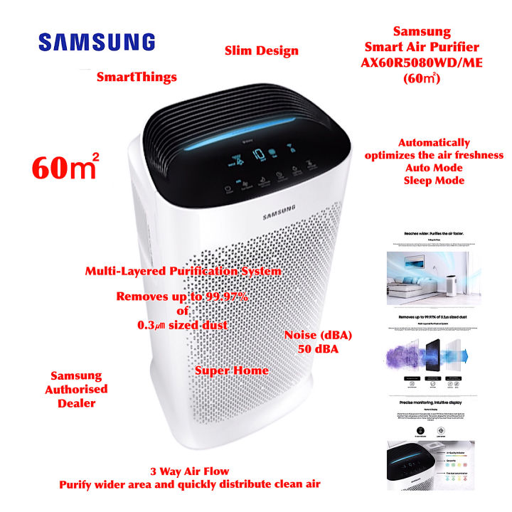 Samsung Air Purifier AX46BG5000GS 60㎡ 3 Way Air Flow and Multi-Steps ...