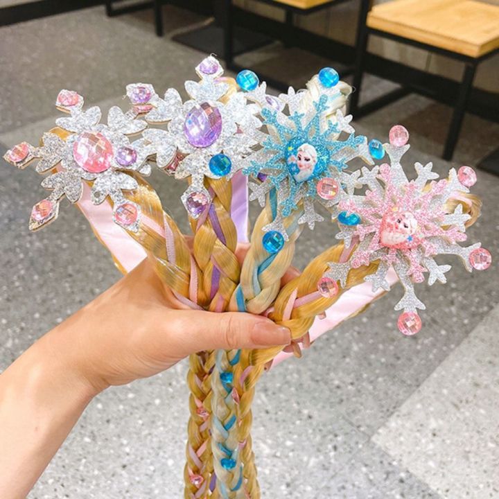 LILYGIRL Dễ thương Băng đô Elsa Công Chúa Bông tuyết Nơ Tóc Giả hoạt ...