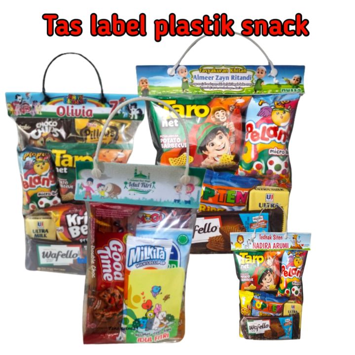 10pcs Tas plastik label snack ulang tahun anak tas plastik label idul ...