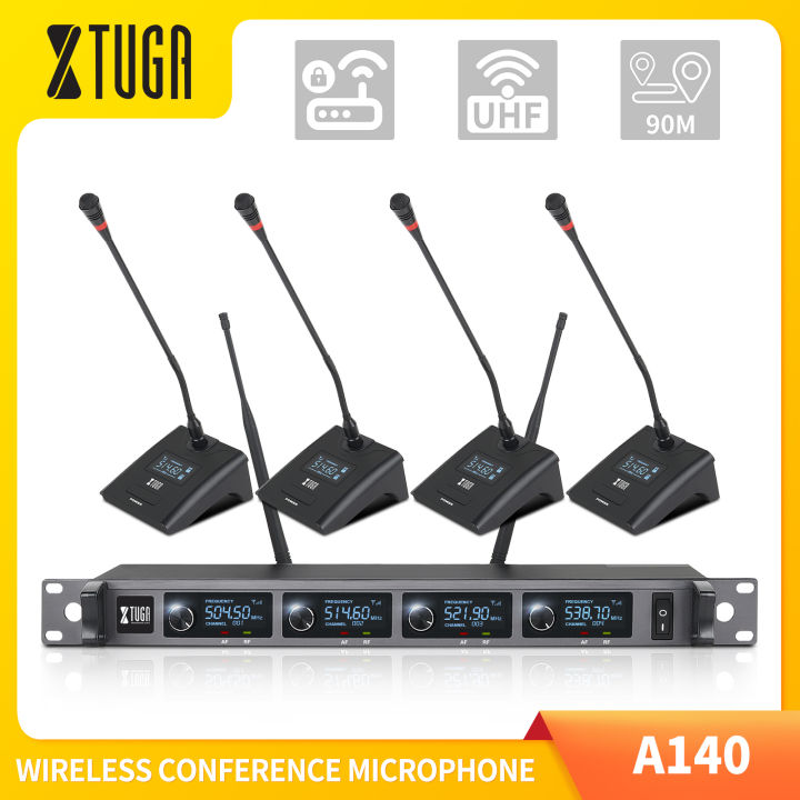 XTUGA A140 Professional Wireless Microphone System UHF 4 Channels 4 ...