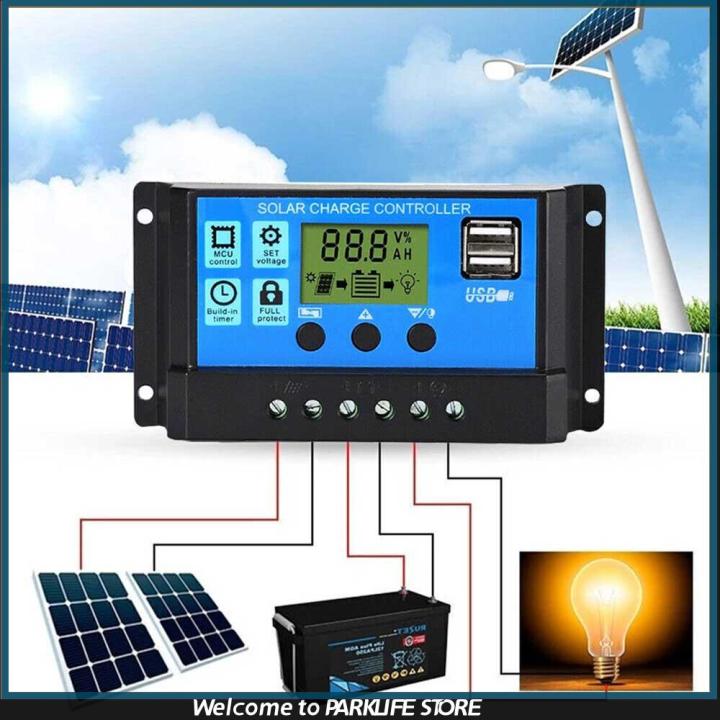 Charge Controller 12V/24V Battery Regulator Solar Panel Controller LCD ...