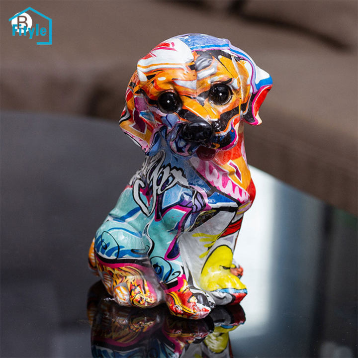 Fityle Modern Art Dog Sculpture, Mini Color Dog Statue, Colorful Dog ...