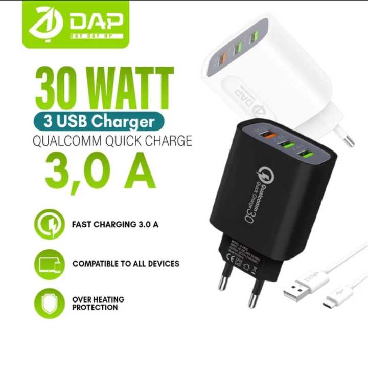 TRAVEL CHARGER FAST CHARGING DAP ( D-A9QC ) 3 PORT USB | Lazada Indonesia