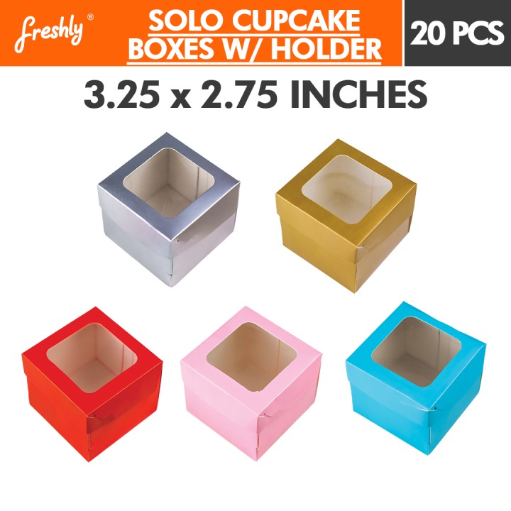 Solo Cupcake Box with Cupcake Holder - 20 pcs - 3.25 x 2.75 inches ...