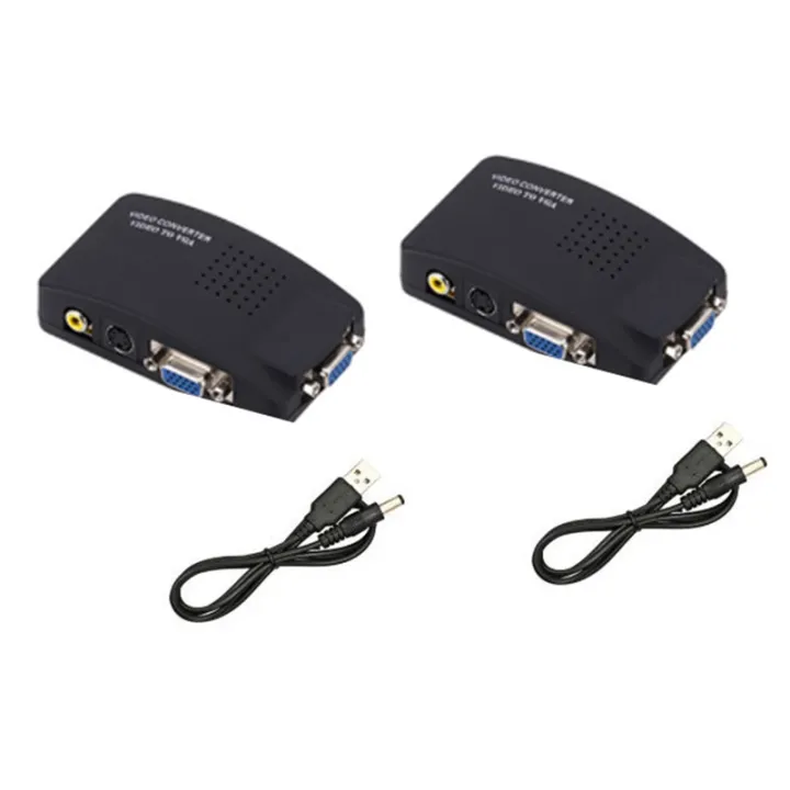 2X AV to VGA Adapter VGA Converter PC Composite S-Video AV Input to PC ...
