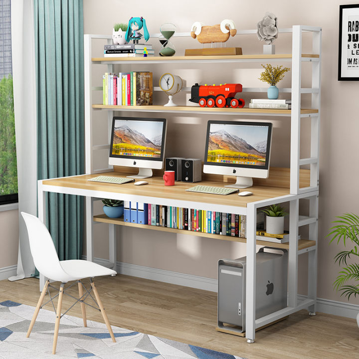 Computer desktop desk bookshelf integrated combination home bedroom ...