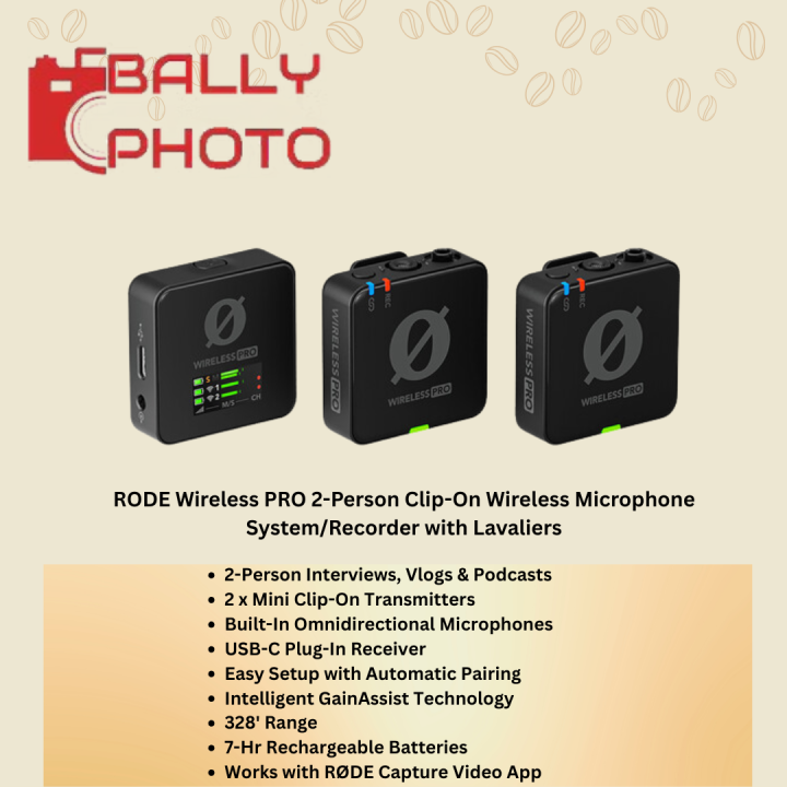 RODE Wireless PRO 2-Person Clip-On Wireless Microphone System/Recorder ...