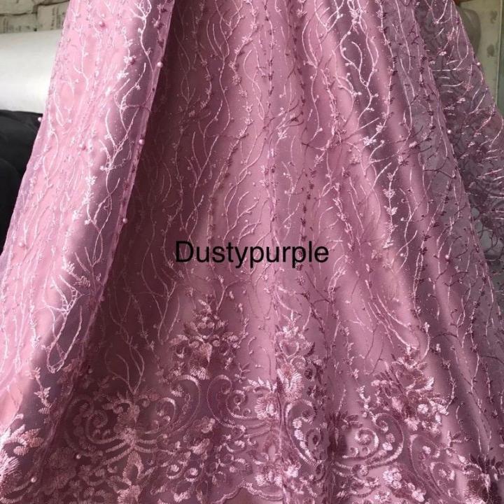 (Per 0,5 Meter) Kain Tulle Mutiara Double renda / bahan Tile renda ...