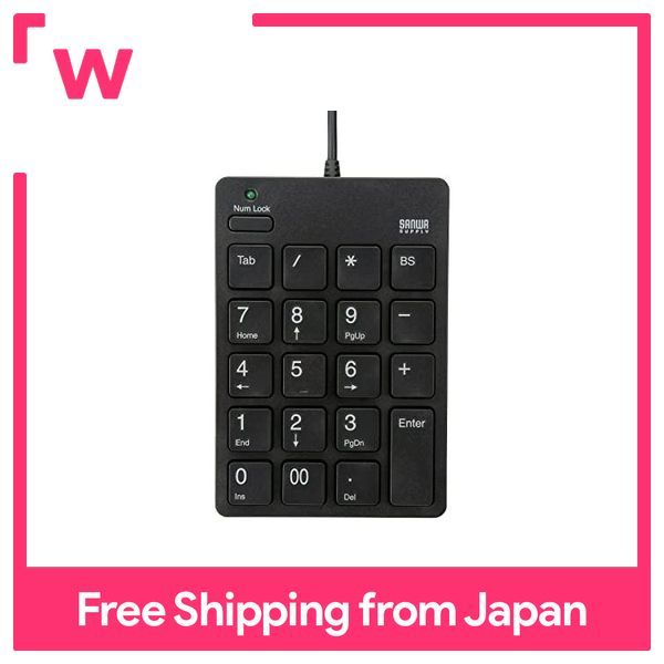 SANWA SUPPLY USB numeric keypad (with Type-C connector and USB 2.0 hub ...