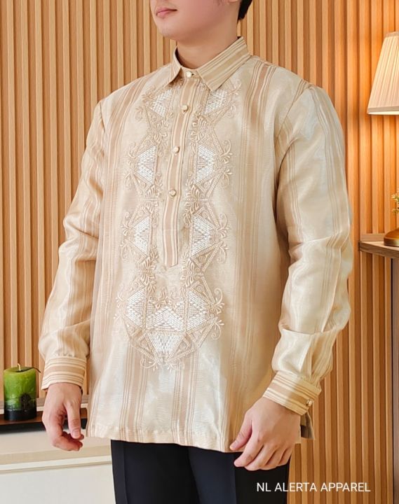 BARONG TAGALOG FOR MEN MOCHA STRIPES | Lazada PH