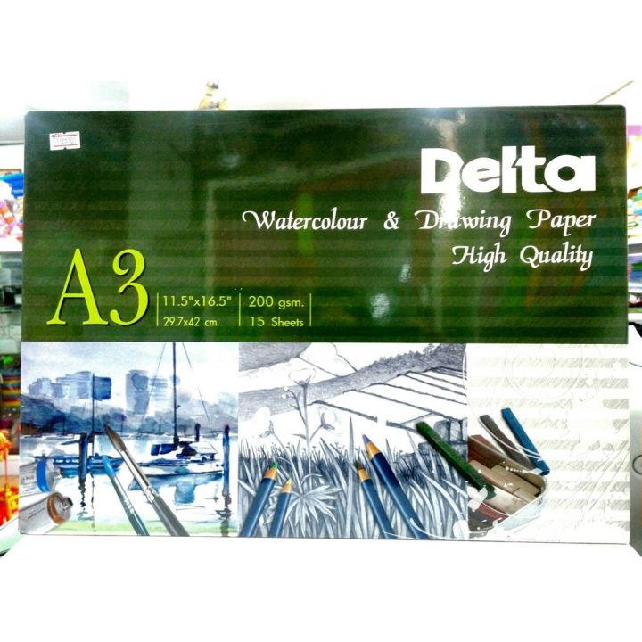 กระดาษวาดเขียน ร้อยปอนด์ เดลต้า หยาบ A3 200 แกรม (15 แผ่น/แพค) | Lazada.co.th