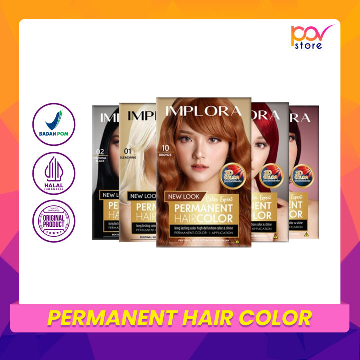 IMPLORA New Permanent Hair Color / Cat Rambut Perwarna Bleaching Warna ...