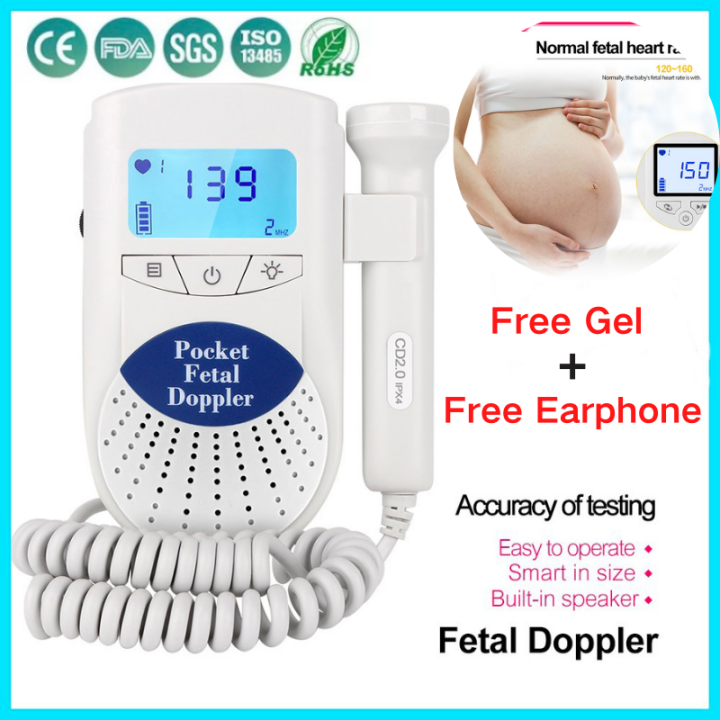 【Gift Gel+Earphone】Fetal Doppler Unborn Baby Heart Beat Rate Monitor ...