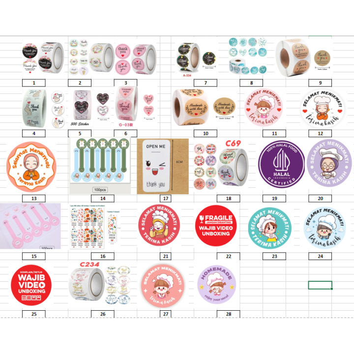 Sticker Thank You Roll Isi 500pcs Stiker Terima kasih Stiker Segel ...