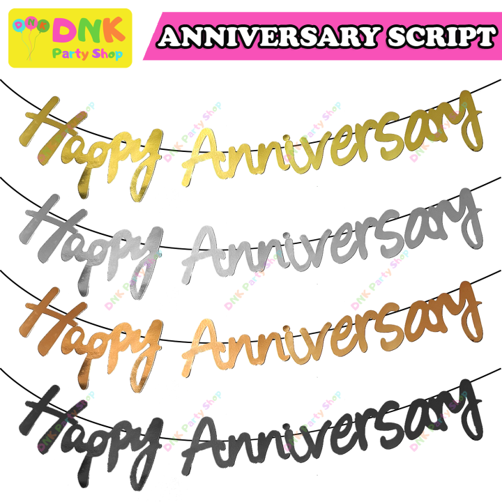 Happy Anniversary Banner Banderitas Script Cursive Letter Cutout ...