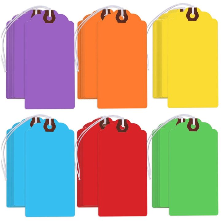 300Pcs Colored Hang Tags with Elastic Strings Blank Paper Writable Gift ...