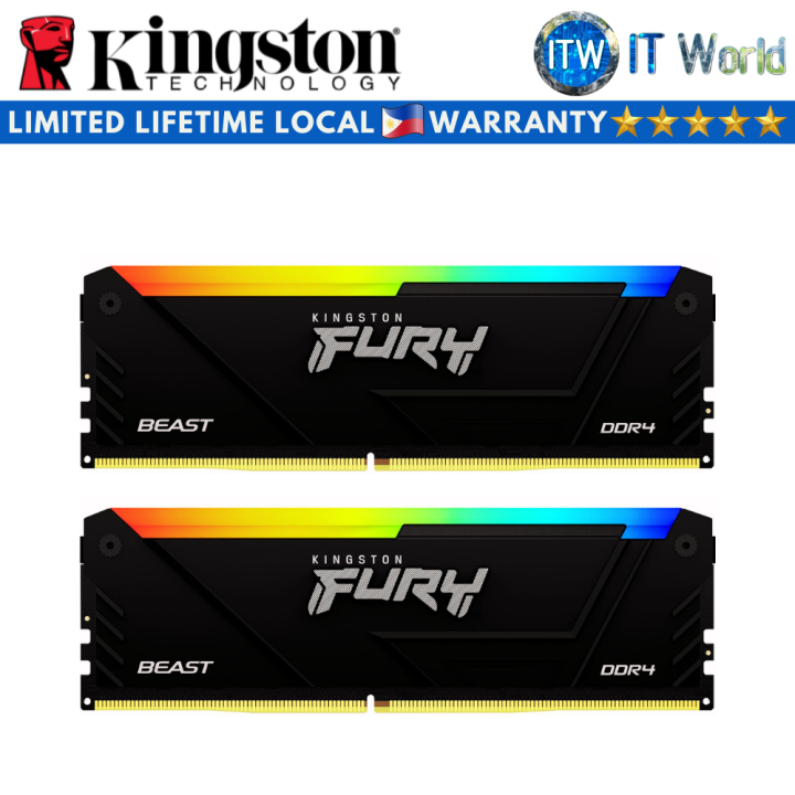 Itw | Kingston Fury Beast RGB 16GB (8GBx2) DDR4-3600Mhz Desktop Memory (KF436C17BB2AK2/16 ...