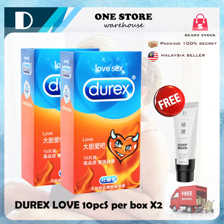 ONE-EXTREME Durex Condom 2 box 12pcs Long Lasting Kondom For Men DUREX LOVE- (free lubricant ...