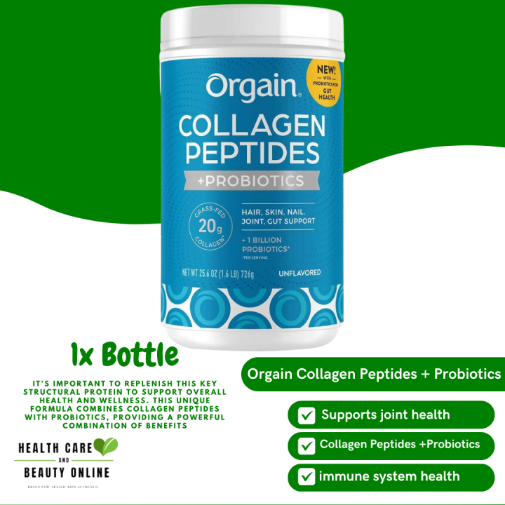 Orgain Collagen Peptides + Probiotic unflavored 726g W/ FREE (100% ...