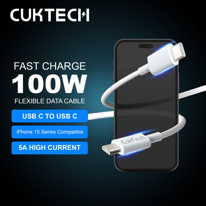 CUKTECH KLC-5499 1m Type-C to Type-C Data Cable Flexible TPE 5A Charging Cable Built-In Emark ...