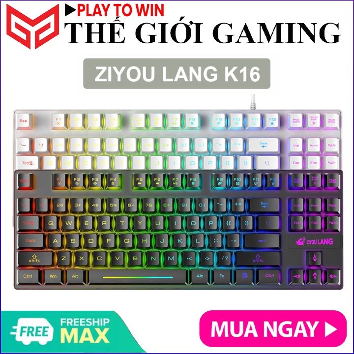 Bàn phím chơi game ZIYOULANG K16 87 Phím cảm ứng cơ học Bàn phím có đèn nền, có dây USB cho máy ...