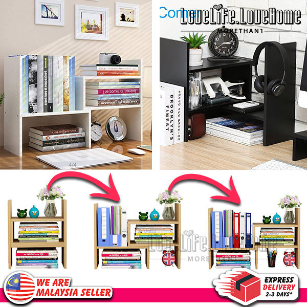 Multipurpose Shelf Organizer Adjustable Wood Display Desk Shelf ...