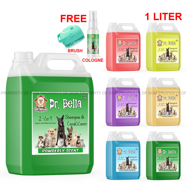 Dog and Cat Pet Shampoo 1 Liter with FREE 50mL Cologne and brush, with ...