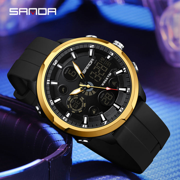 Sanda New Electronic Men Fashion and Leisure Watch Waterproof Night ...
