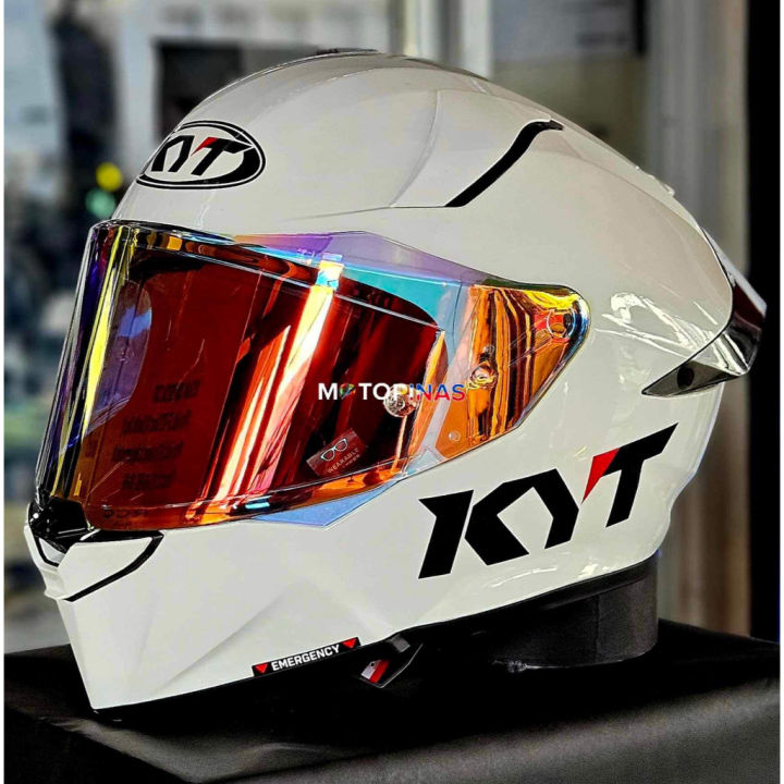 KYT R2R Plain White Fullface Double Visor Helmet with Irridium | Lazada PH